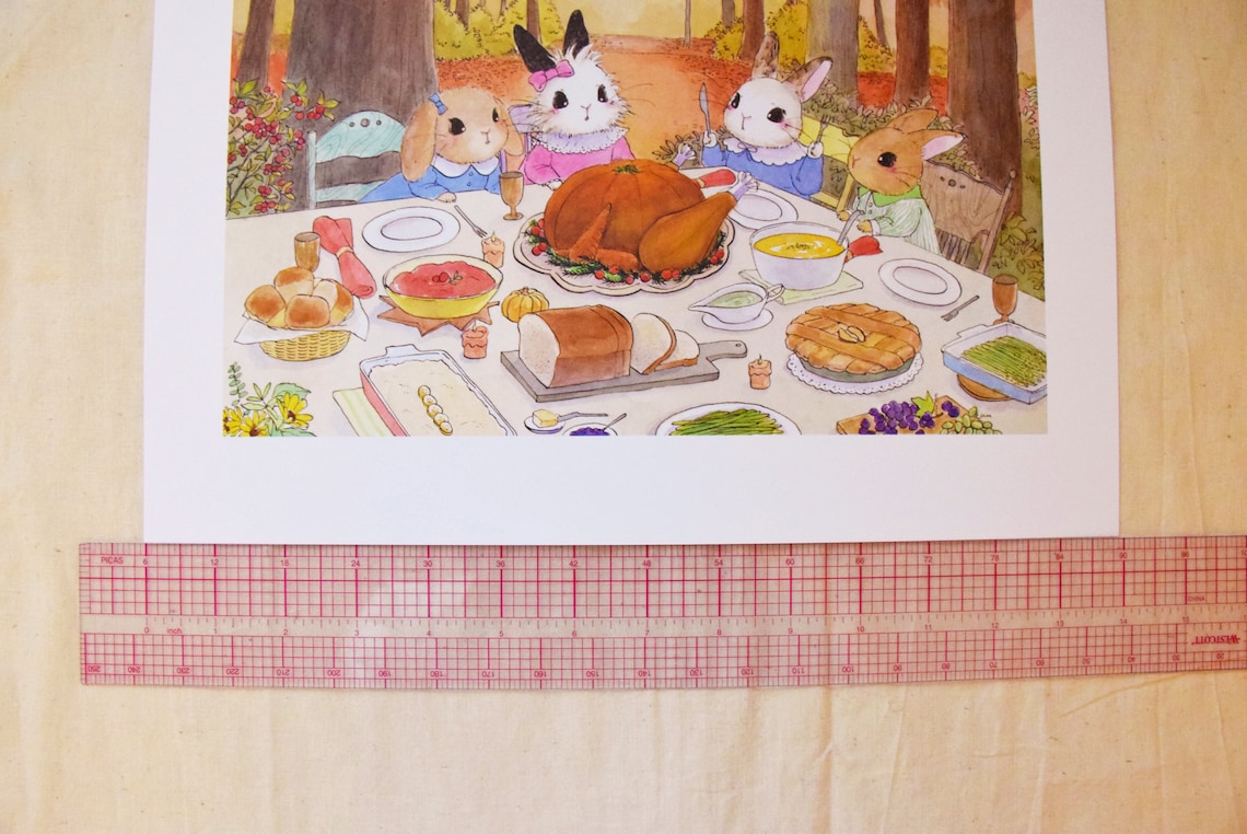 Thanksgiving Dinner Bunnies Art Print / Watercolor - Etsy