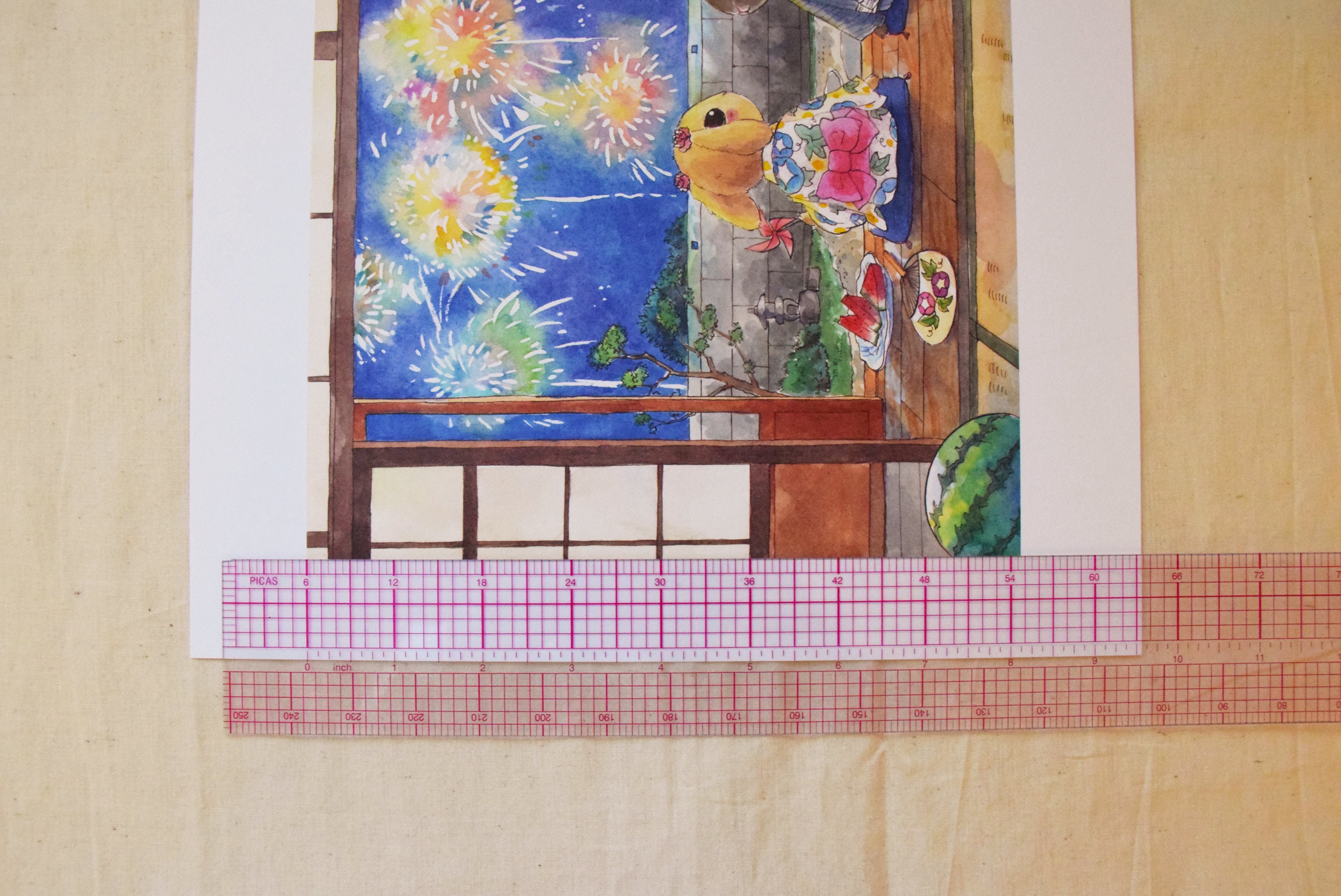 Bunnies Watching Fireworks Art Print, Japanese Yukata, Summer Night (11 ...