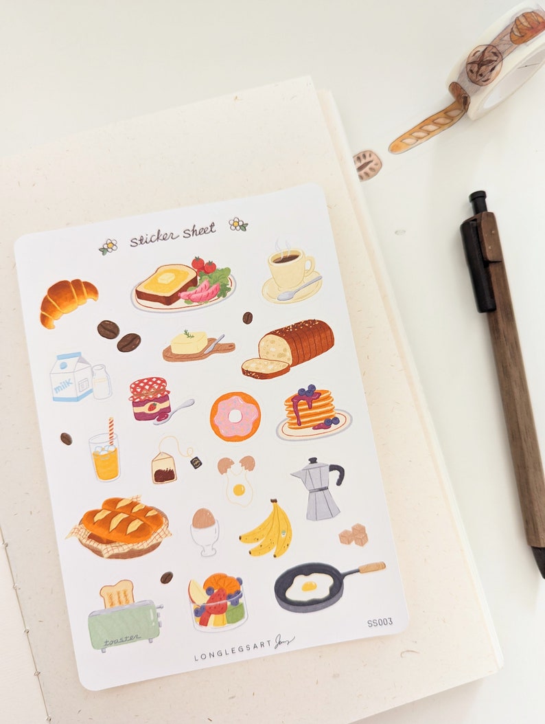Breakfast and Coffee Sticker Sheet | Journal Stickers | Cute Planner ...