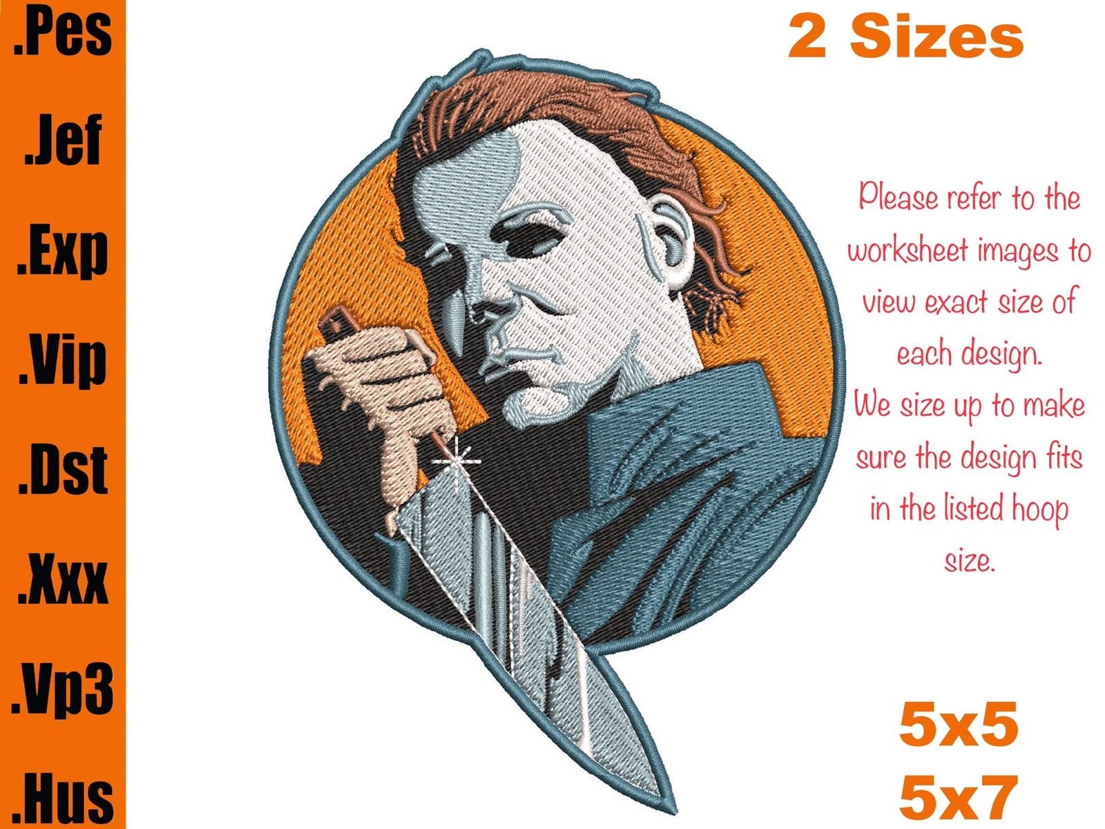 Halloween Michael Myers Embroidery Design, Horror Movie PES, DST File ...