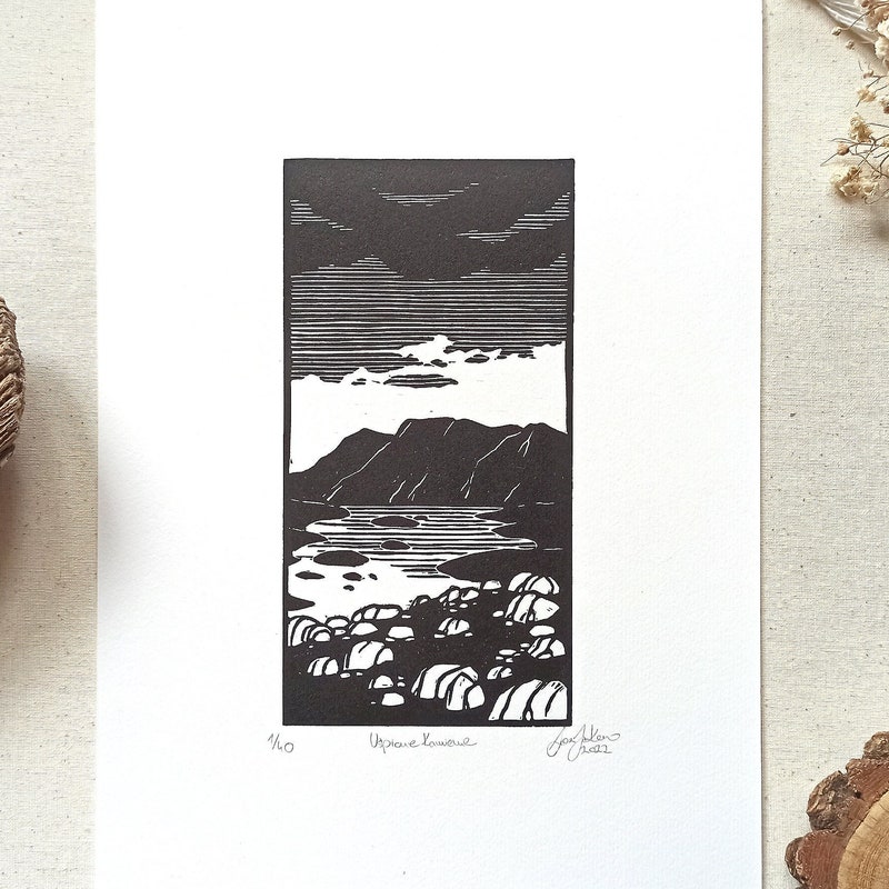 Linocut Landscape - Etsy