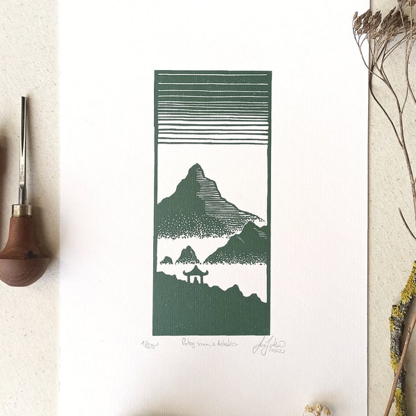Mountain Linocut - Etsy