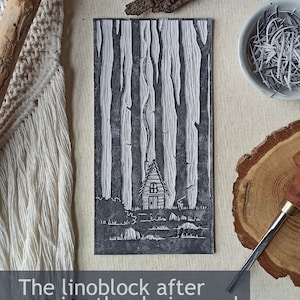 Green Forest Linocut Artwork, Original Art, Handmade Unique Lino Poster ...