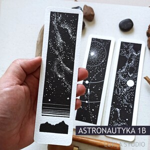 Unique Linocut Cosmic Bookmark, Unique Sci-fi Astronautics Hand Printed ...