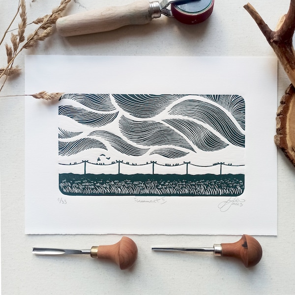 Original Lino Print - Etsy