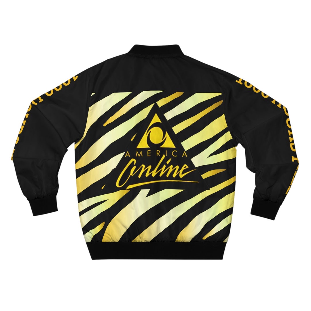 Zebra Stripe Pattern Jacket America Online Logo Graphic Jacket ...