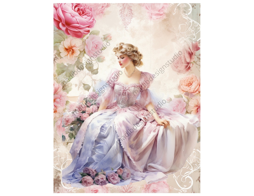 Young Victorian Lady Decoupage Printable,instant Download, Victorian ...
