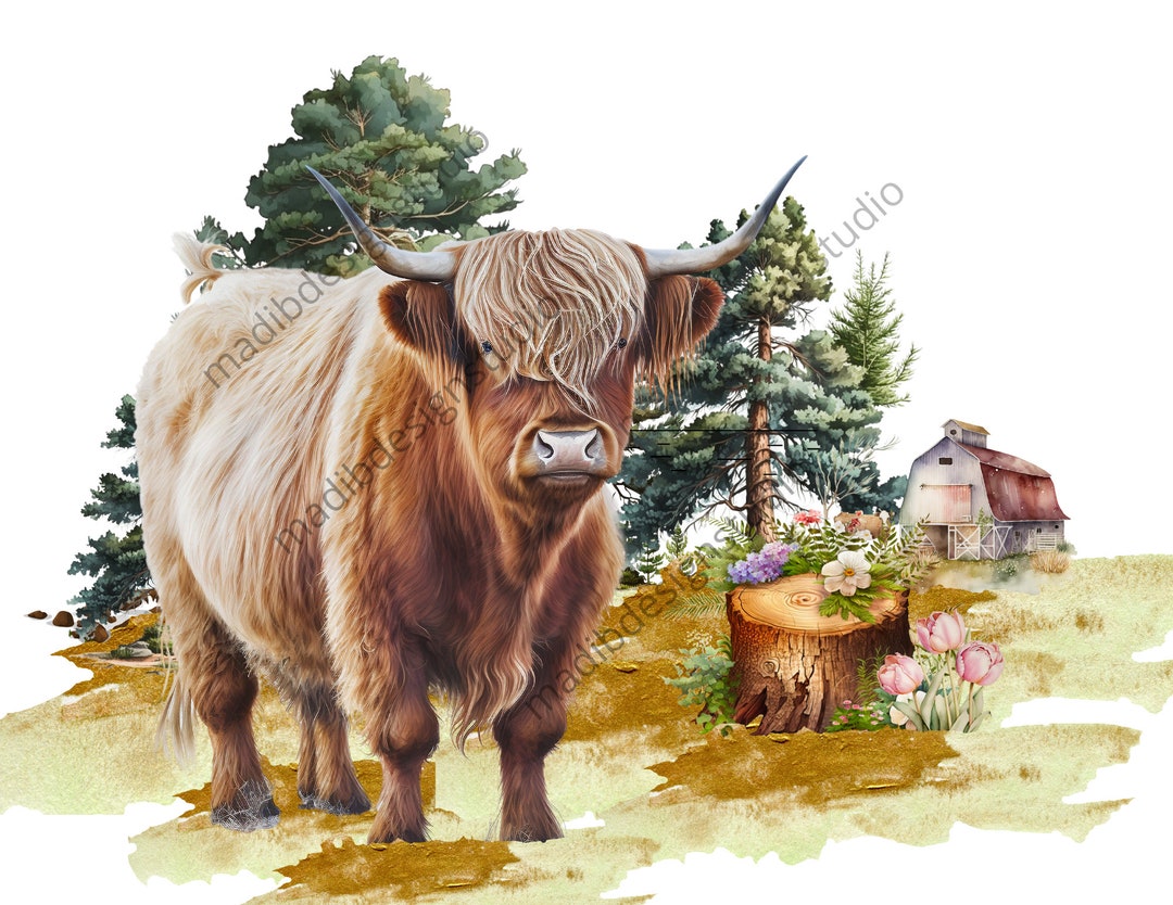 Highland Cow Printable, Rice Paper, Highland Cow Png File, Animal ...