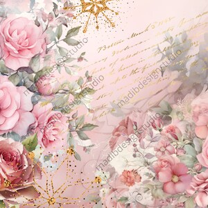 Spring Decoupage Paper Design, Instant Download, Digital Download, Rose ...