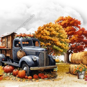 Fall Rice Paper Printable, Fall Pumpkins Png, Farm Truck, Decoupage ...
