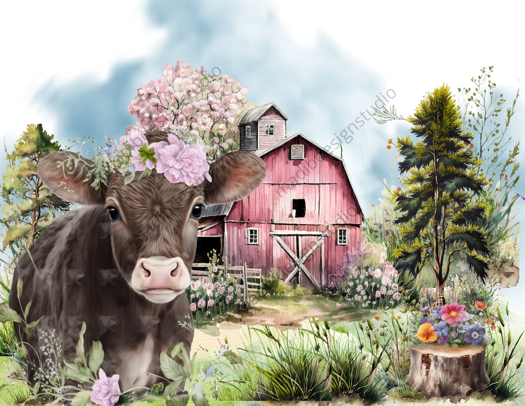 Cow and Farm Printable, Digital Download, Farm Animals Png, Decoupage ...