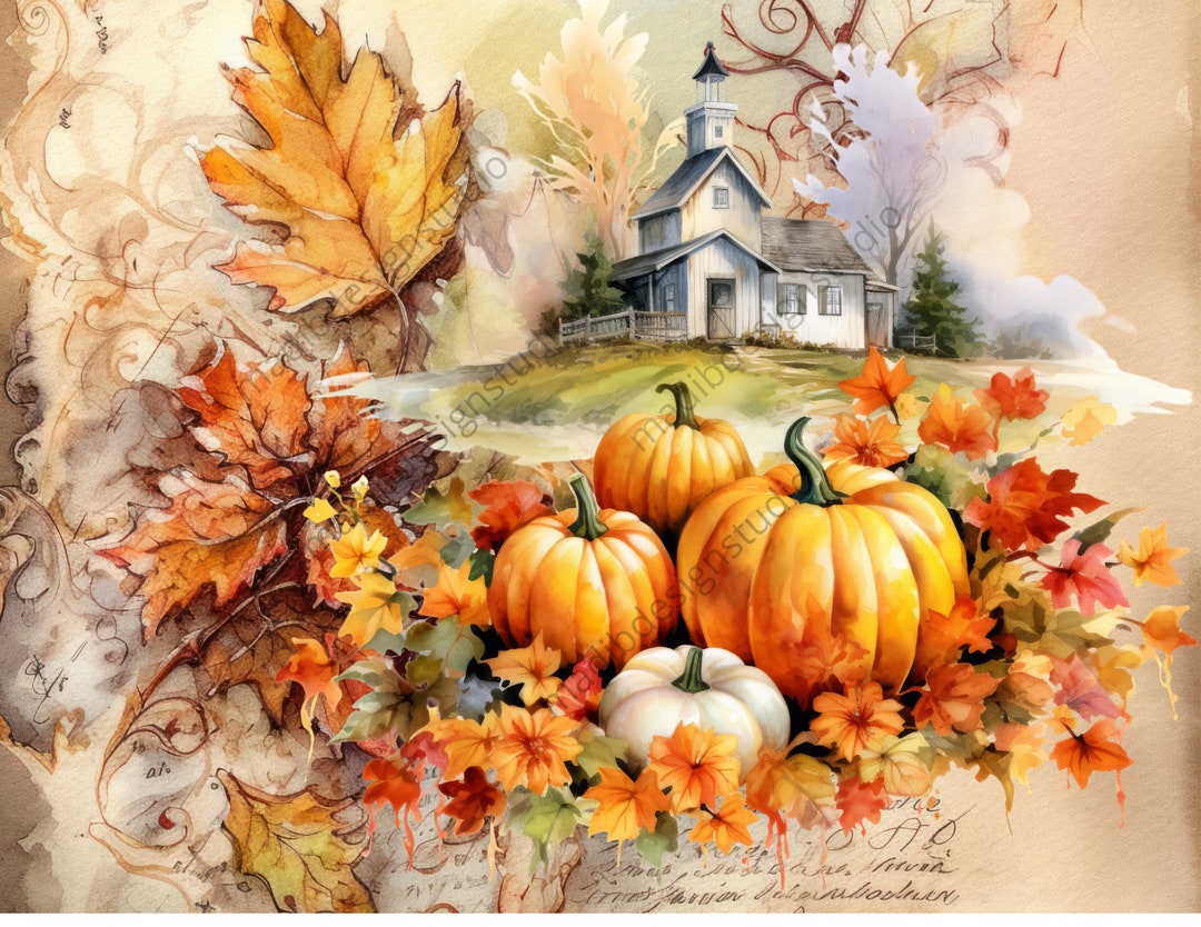 Fall Rice Paper Printable, Fall Pumpkins Png, Decoupage Paper, Autumn ...