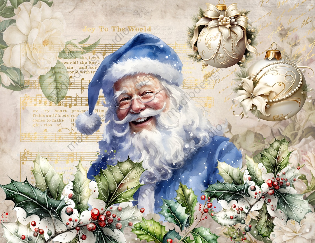 Santa Claus Christmas Decoupage, Christmas Rice Paper, Christmas Card ...