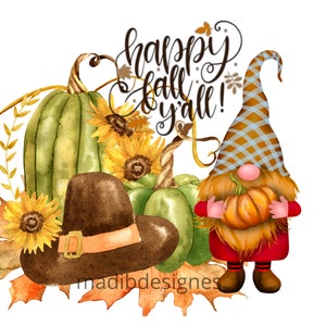 Gnomes & Pumpkins for Fall, Happy Fall Yall, Fall Pillow, Fall Gnome ...
