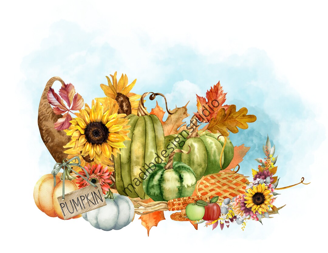 Fall Decoupage Clipart for Crafters, Pumpkins and Sunflowers, Decoupage ...