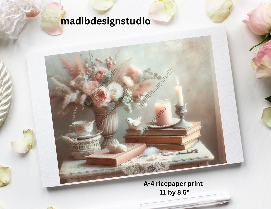 Floral Design Table Decor Rice Paper Print, Decoupage, Wall Decor ...