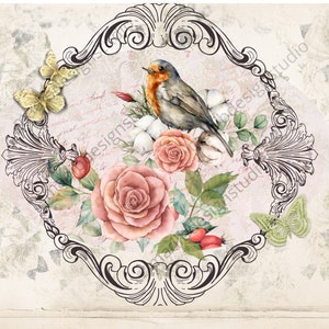 Decoupage Paper Printable of Birds, Mixed Media Printable, Clipart for ...