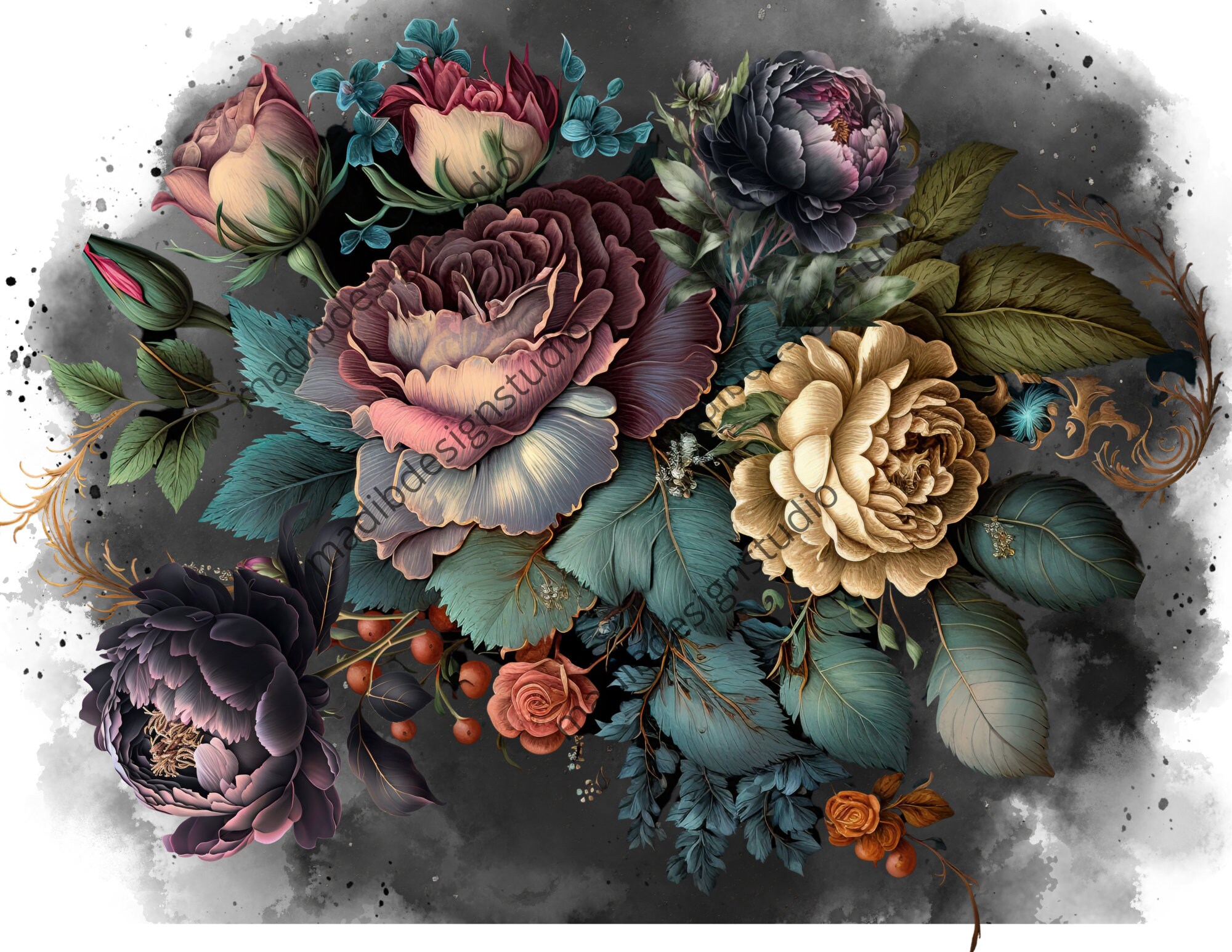 Floral Decoupage Paper Design Floral Rice Paper Design Png - Etsy