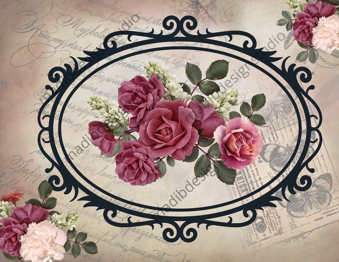 Decoupage Paper Red Rose Printable, Clipart for Crafters, Roses for ...