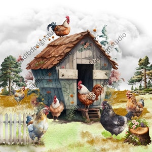 Chicken Farm Printable, Chickens, Roosters Farm Animals Png, Decoupage ...