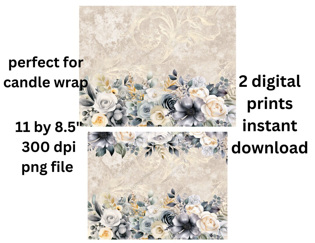 Floral Candle Wraps Decoupage Papers, Instant Download, Stripes and ...