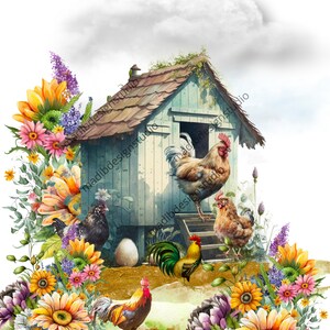 Chicken Farm Printable, Chickens, Roosters Farm Animals Png, Decoupage ...