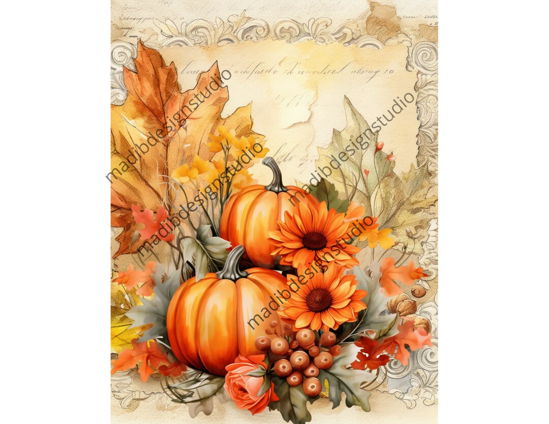 Charming Fall DIY Printables: Digital Download, Pumpkins Png, Decoupage ...