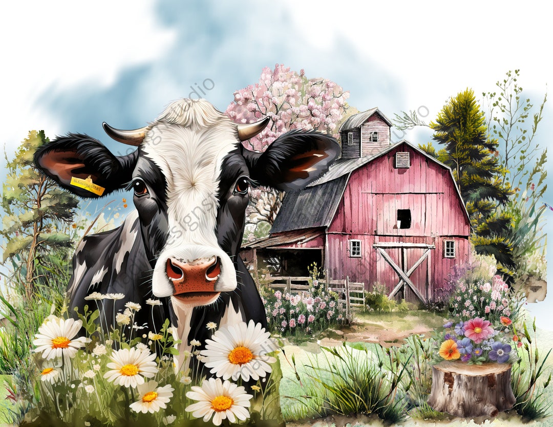 Cow and Farm Printable, Digital Download, Farm Animals Png, Decoupage ...