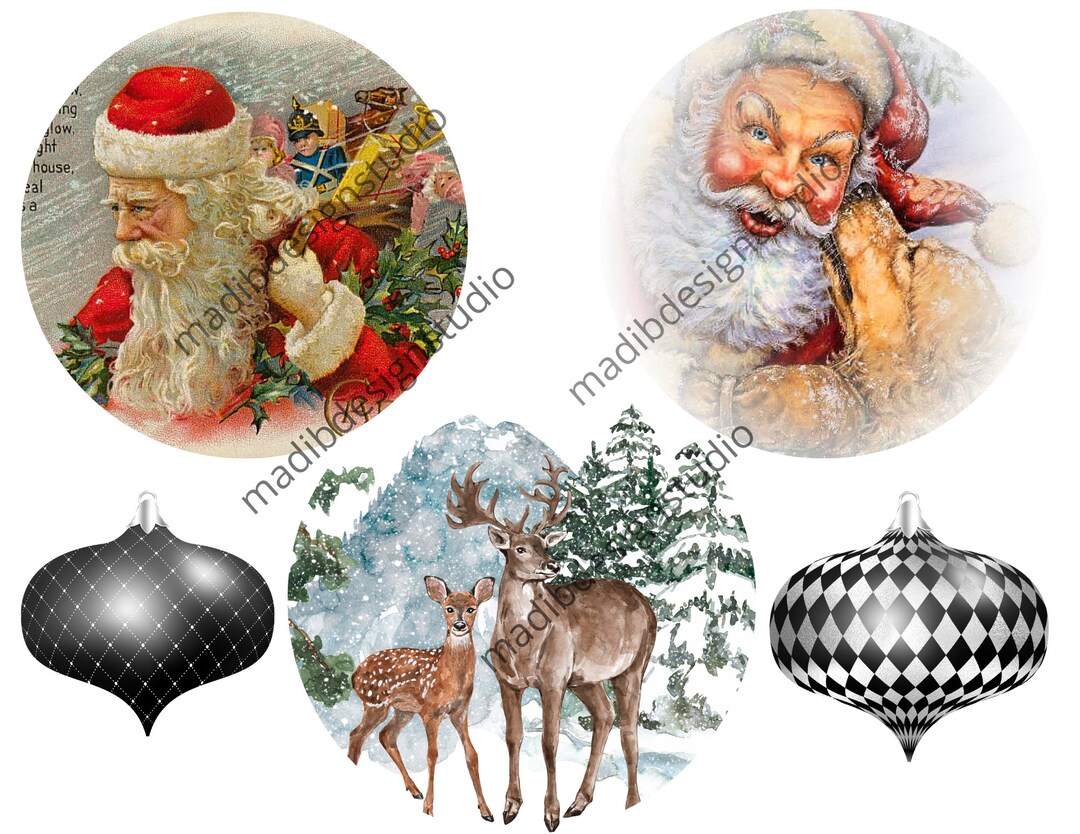 Christmas Ornaments, Rice Paper Printable, Decoupage Christmas Rice ...
