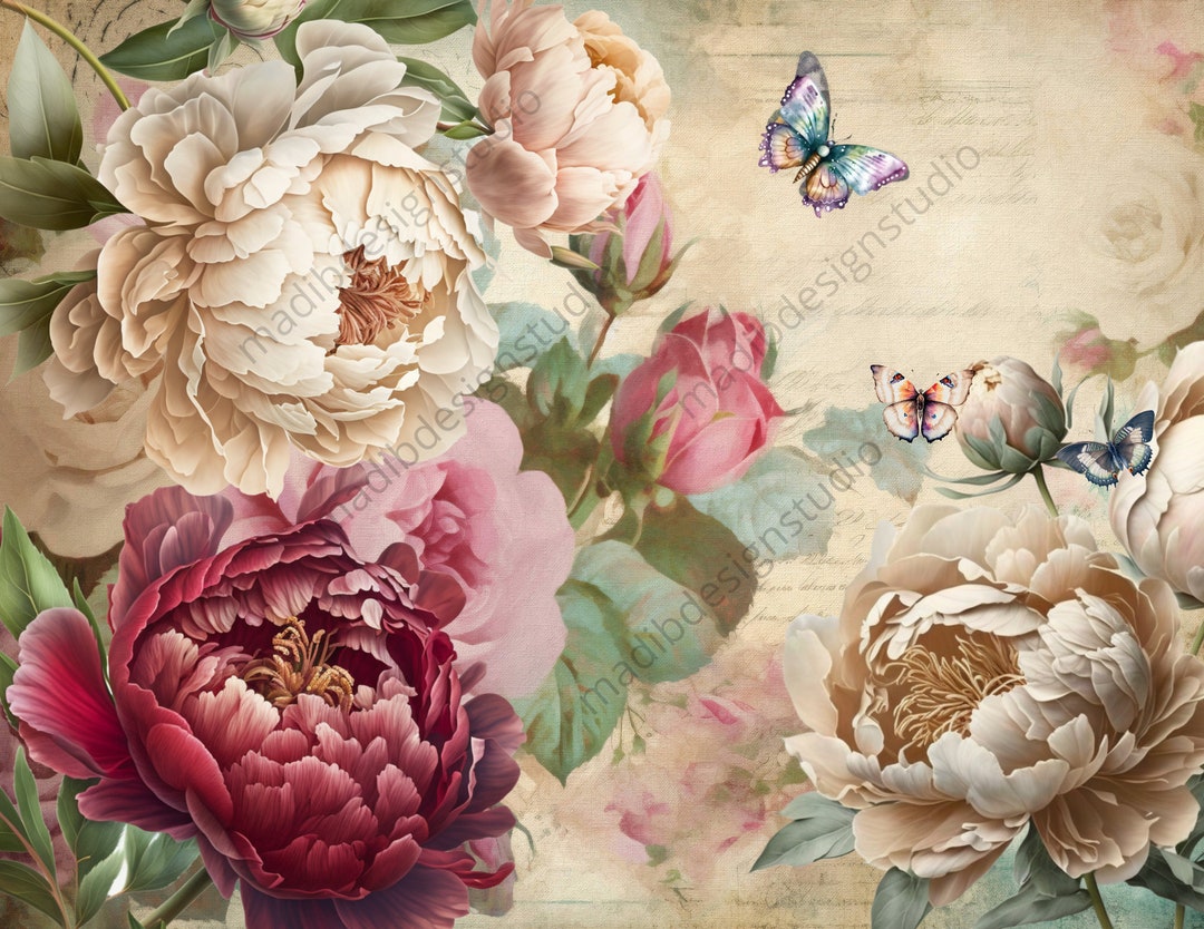 Floral Decoupage Paper Design, Floral Rice Paper Design, Png Floral ...