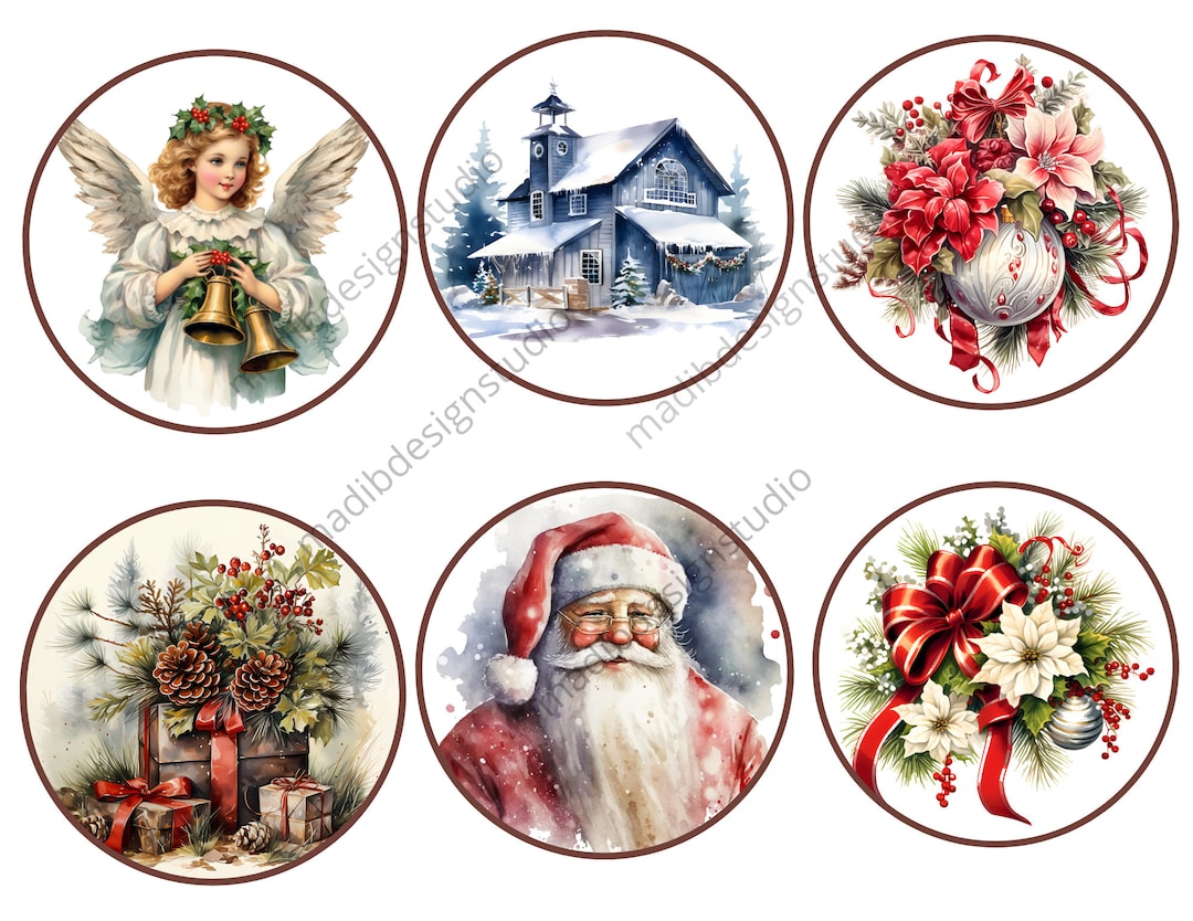 Christmas Ornaments, Rice Paper Printable, Decoupage Christmas Rice ...