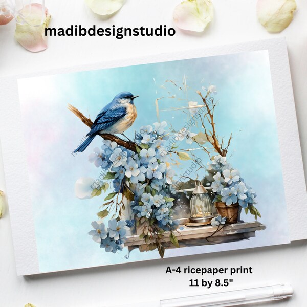 Rice Paper With Blue Bird - Etsy