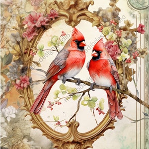 Cardinal Decoupage Paper Design, Birds, Digital Art, Rice Paper Design ...