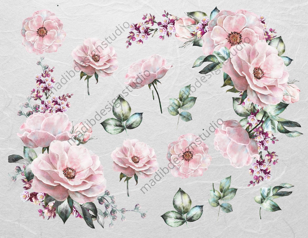 Shabby Pink Roses Decoupage Paper Printable, Shabby Chic Roses, Clipart ...