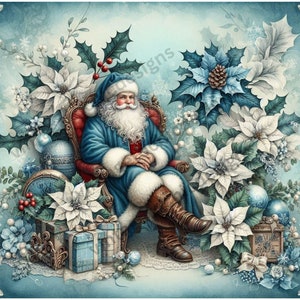 Santa Claus Digital Art Rice Paper Christmas Printable Sign Png ...