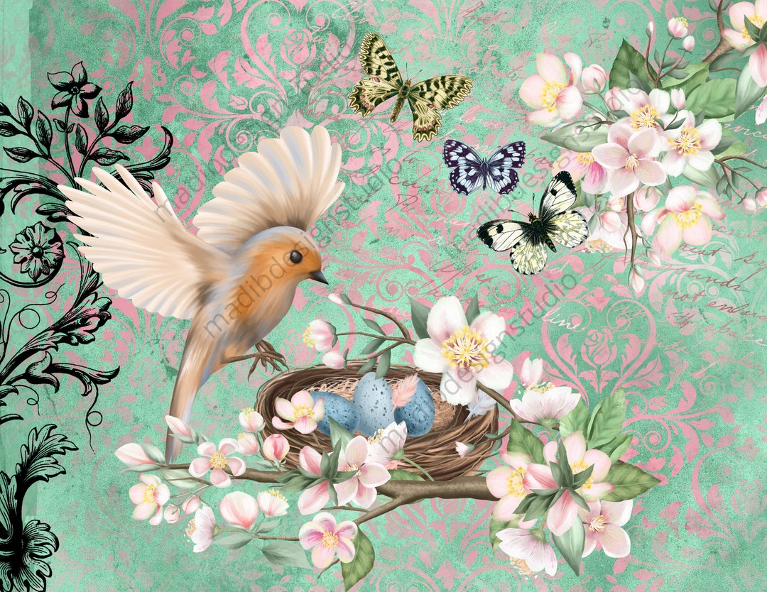 Decoupage Printable of Birds, Decoupage Paper, Clipart for Crafters ...