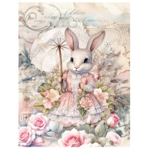 Easter Bunny Digital Download, Rice Paper, Easter Rabbits, Spring ...