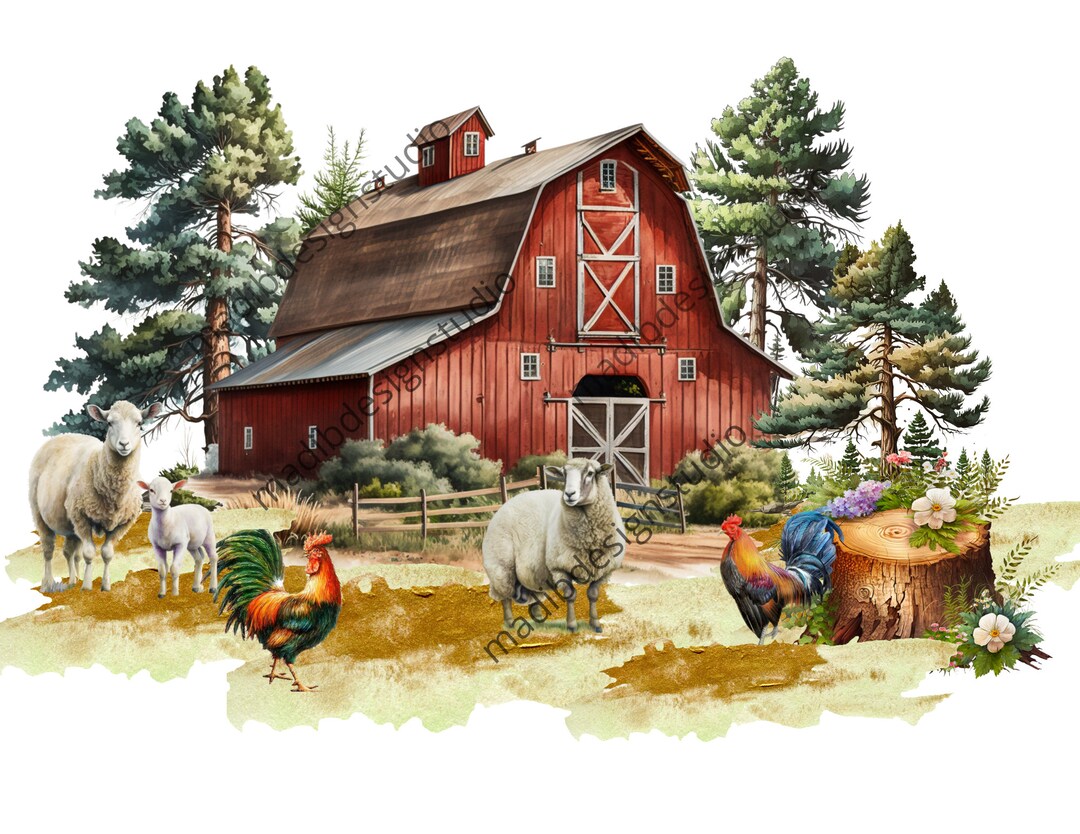 Down on the Farm Printable, Farm Animals Png, Decoupage Paper, Farm ...