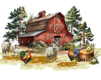 Cow and Farm Printable, Digital Download, Farm Animals Png, Decoupage ...