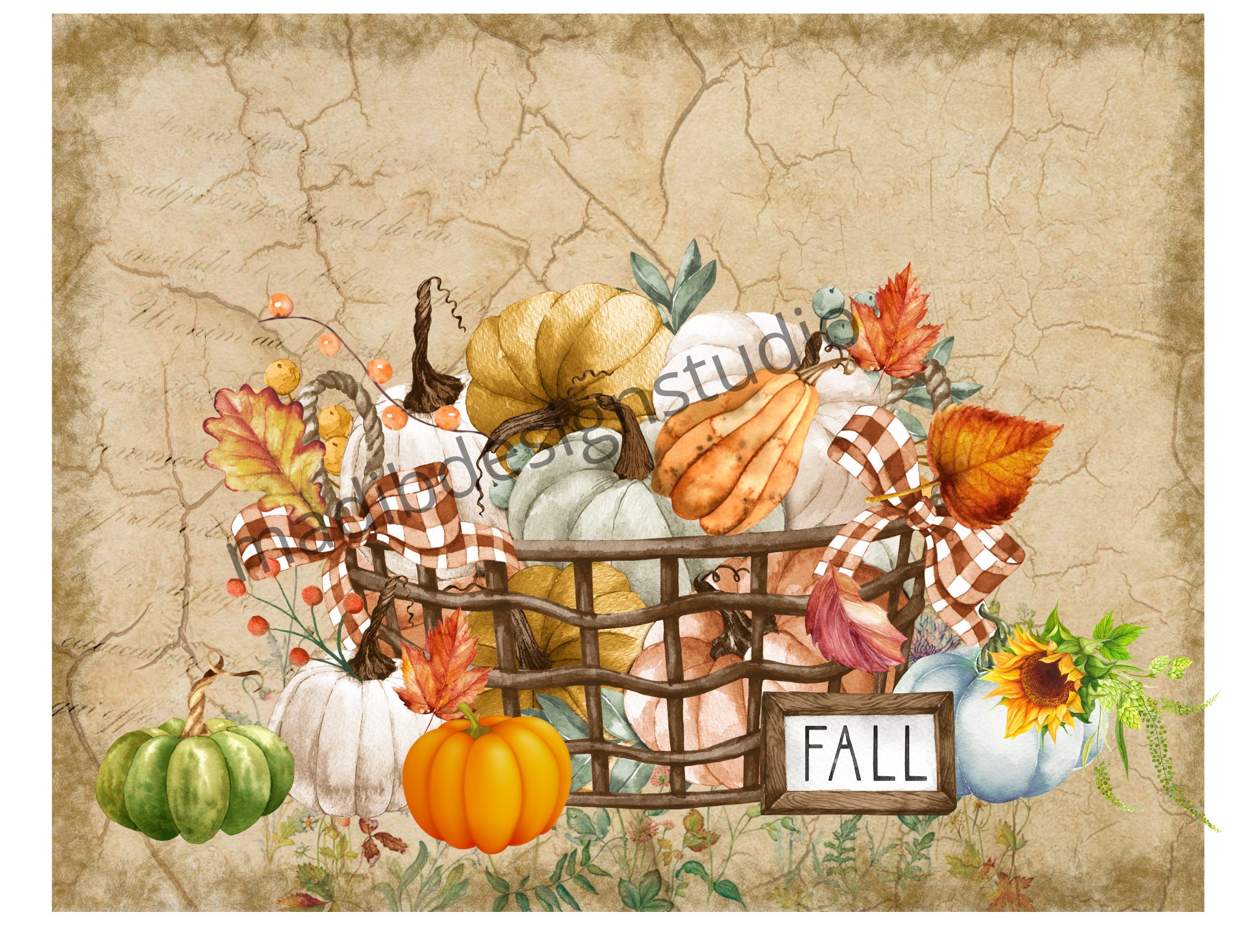 Rice Paper for Fall Digital Png File Fall Clipart Autumn - Etsy