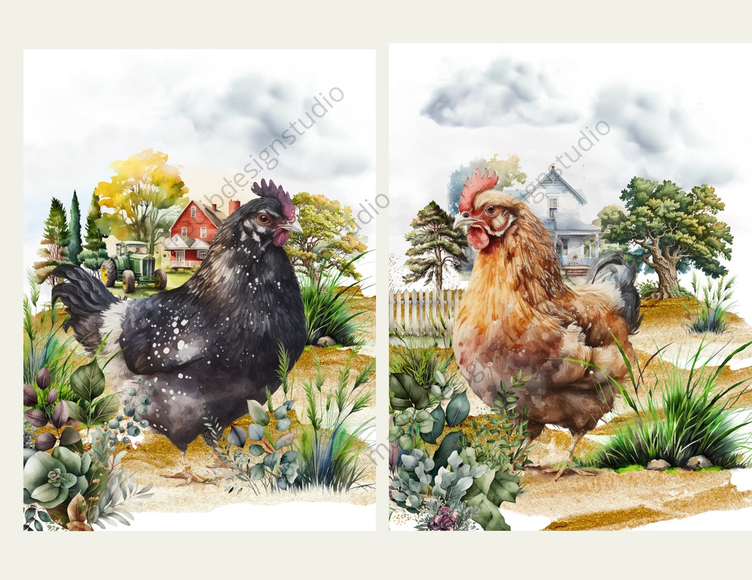 Chicken Farm Printable, Chickens, Roosters Farm Animals Png, Decoupage ...