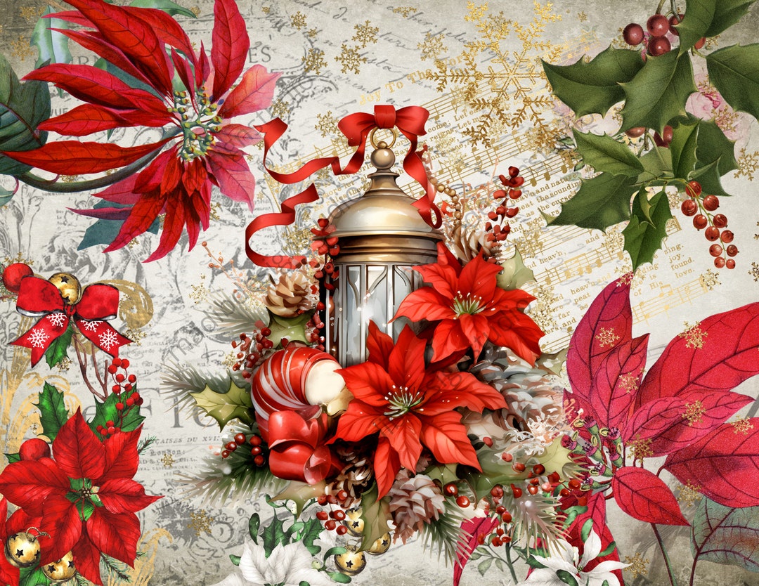 Winter Printable, Digital Art, Christmas, Decoupage, Christmas Rice ...
