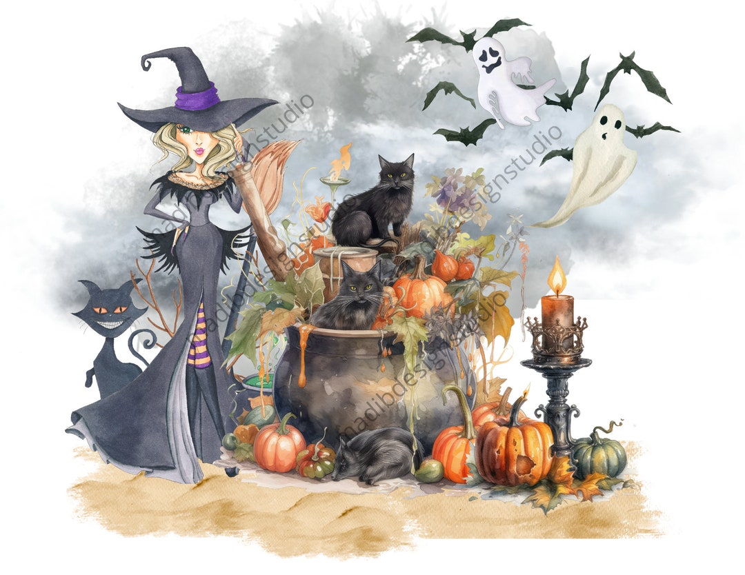 Spooky Witch Halloween Decoupage Paper, Halloween Decorations, Rice ...