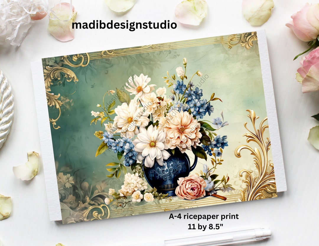 Floral Design Rice Paper Print, Decoupage, Crafting, Scrapbooking ...