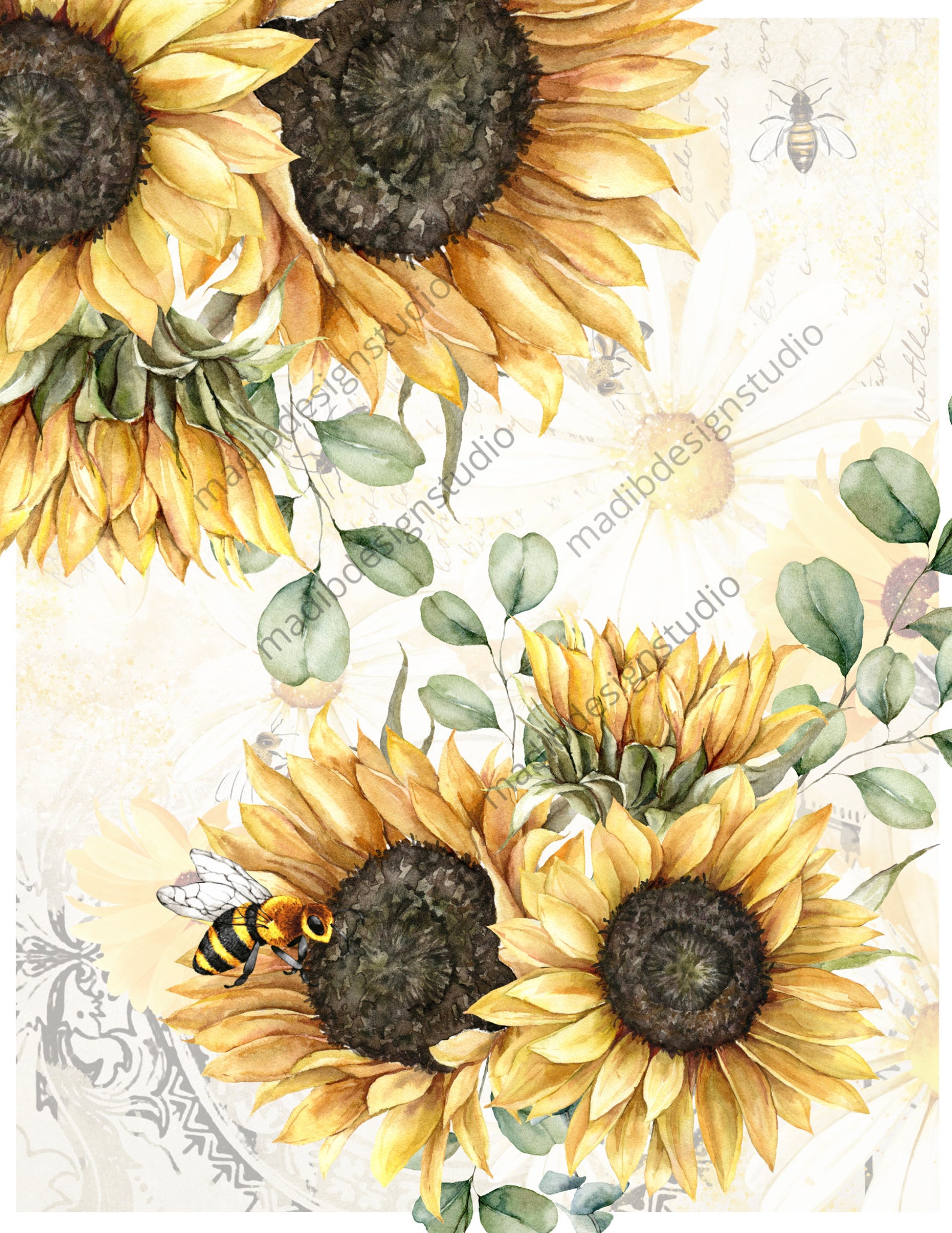 Decoupage Sunflower Clipart Clipart for Crafters Sunflower - Etsy