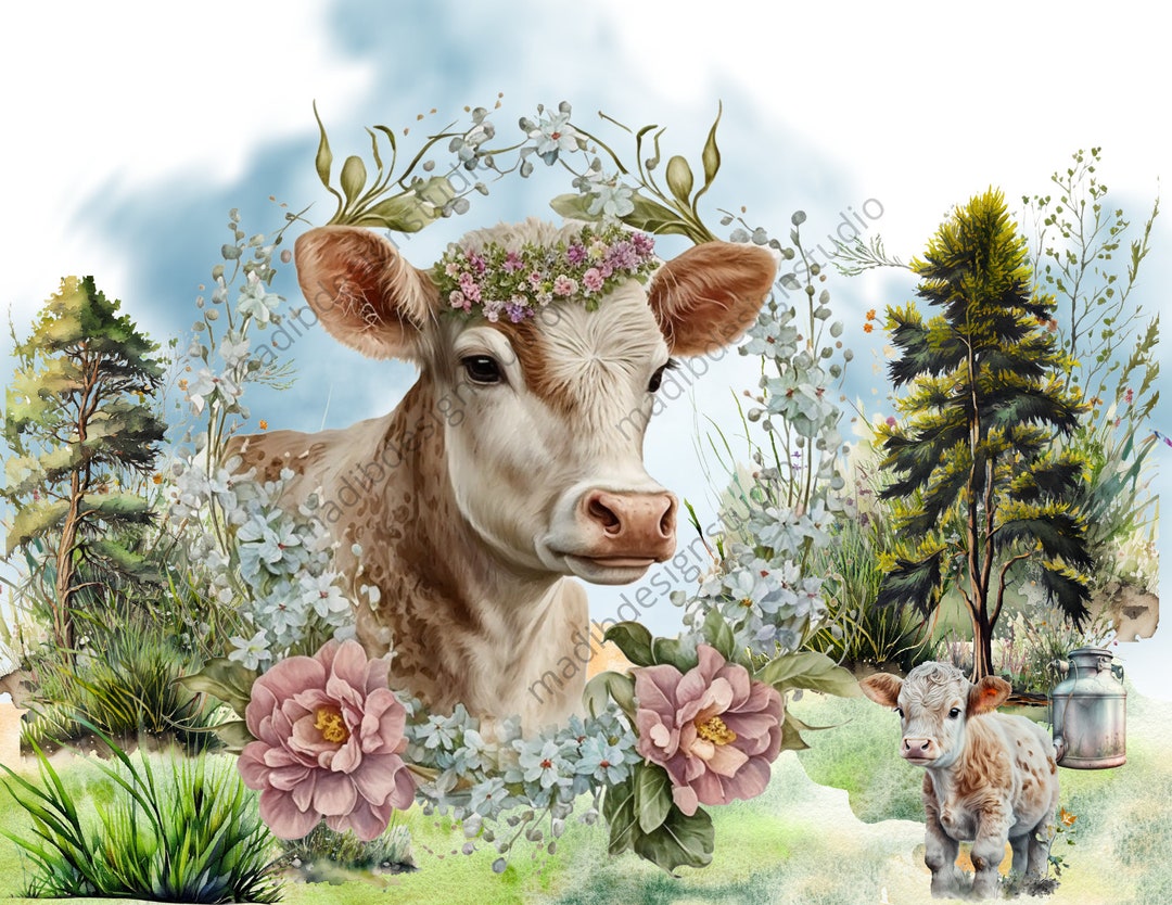 Cow and Farm Printable, Digital Download, Farm Animals Png, Decoupage ...
