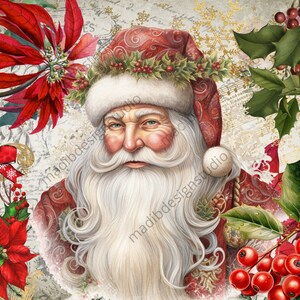 Santa Claus Digital Art, Rice Paper, Print, Christmas Printable ...