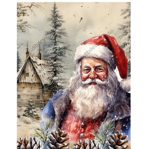 Christmas Printable, Digital Art, Decoupage, Santa Claus, Rice Paper ...
