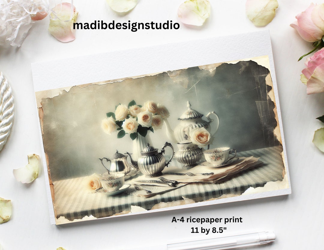 Tea Set Design Rice Paper Print, Decoupage, Crafting, Scrapbooking ...
