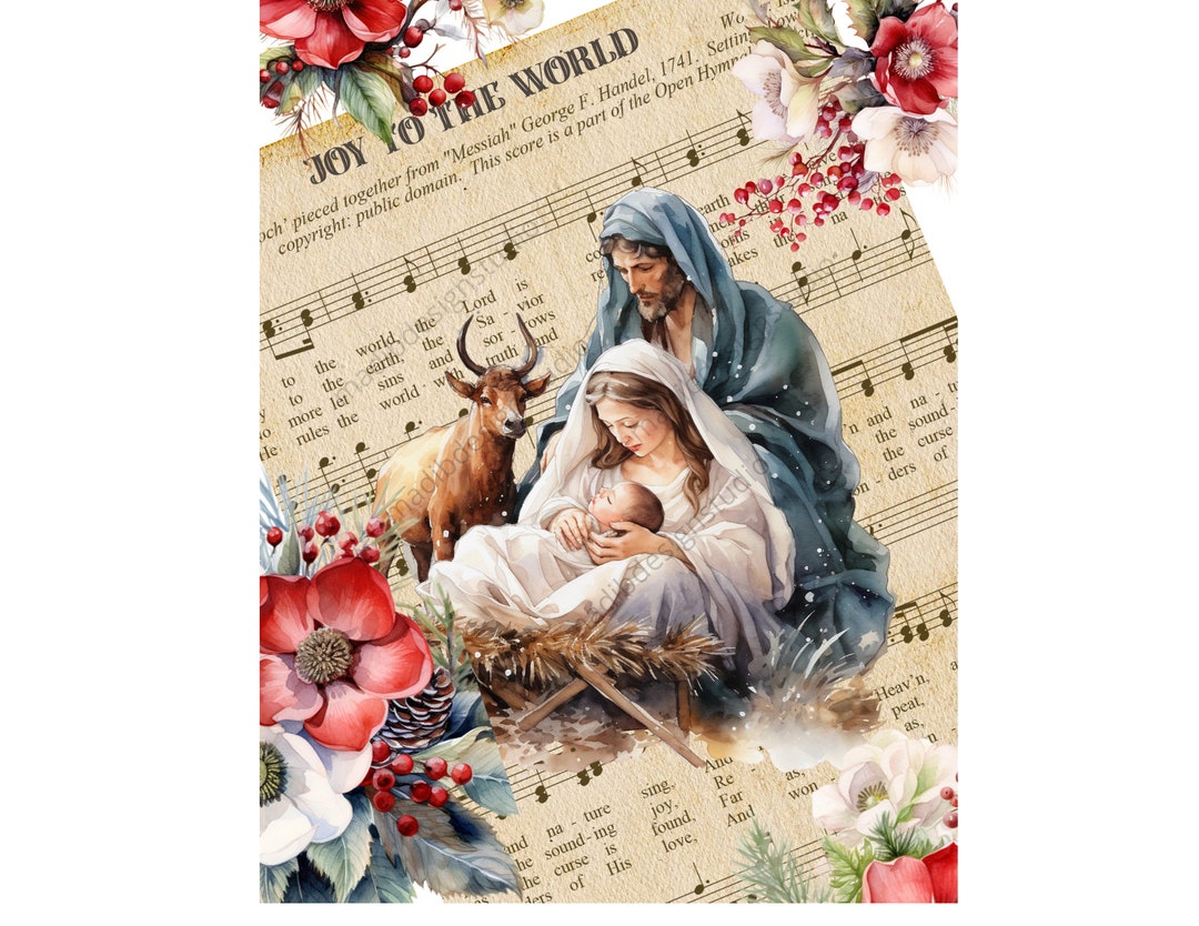 Jesus in the Manger Digital Print, Decouage, Christmas Rice Paper ...